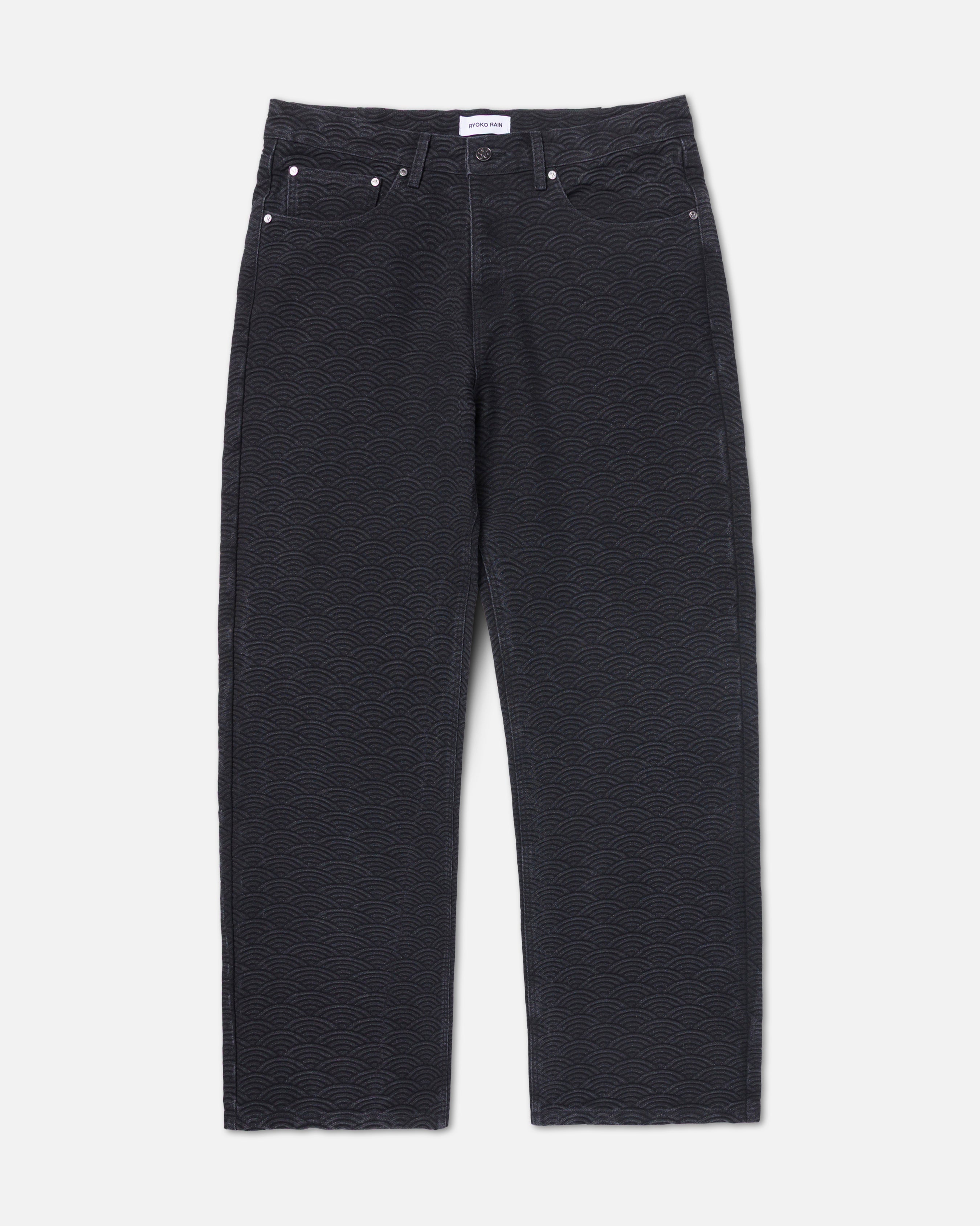 SEIGAIHA JACQUARD DENIM JEANS - BLACK – Ryoko Rain